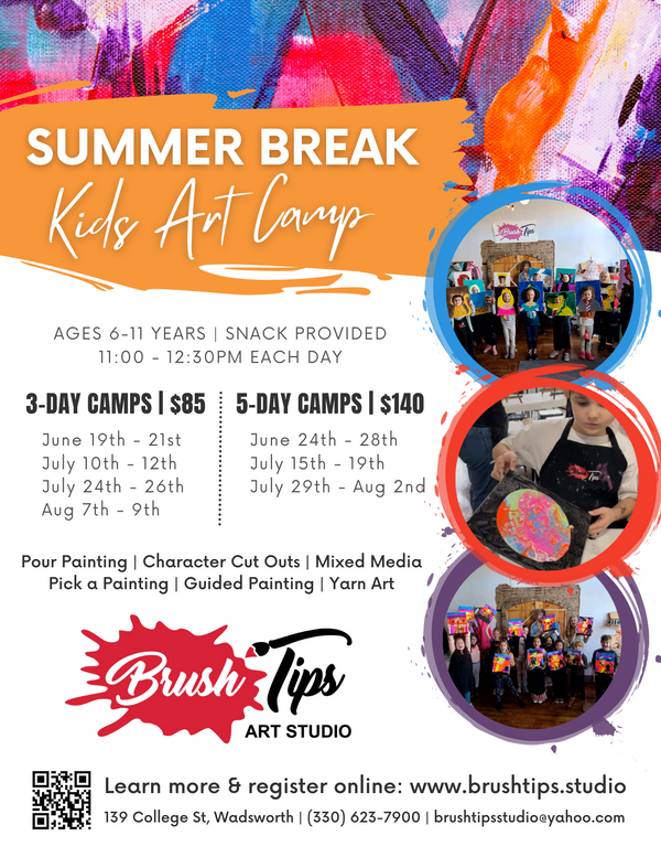 Kids Summer Break Art Camp: 3-Day Camps – Brush Tips Art Studio